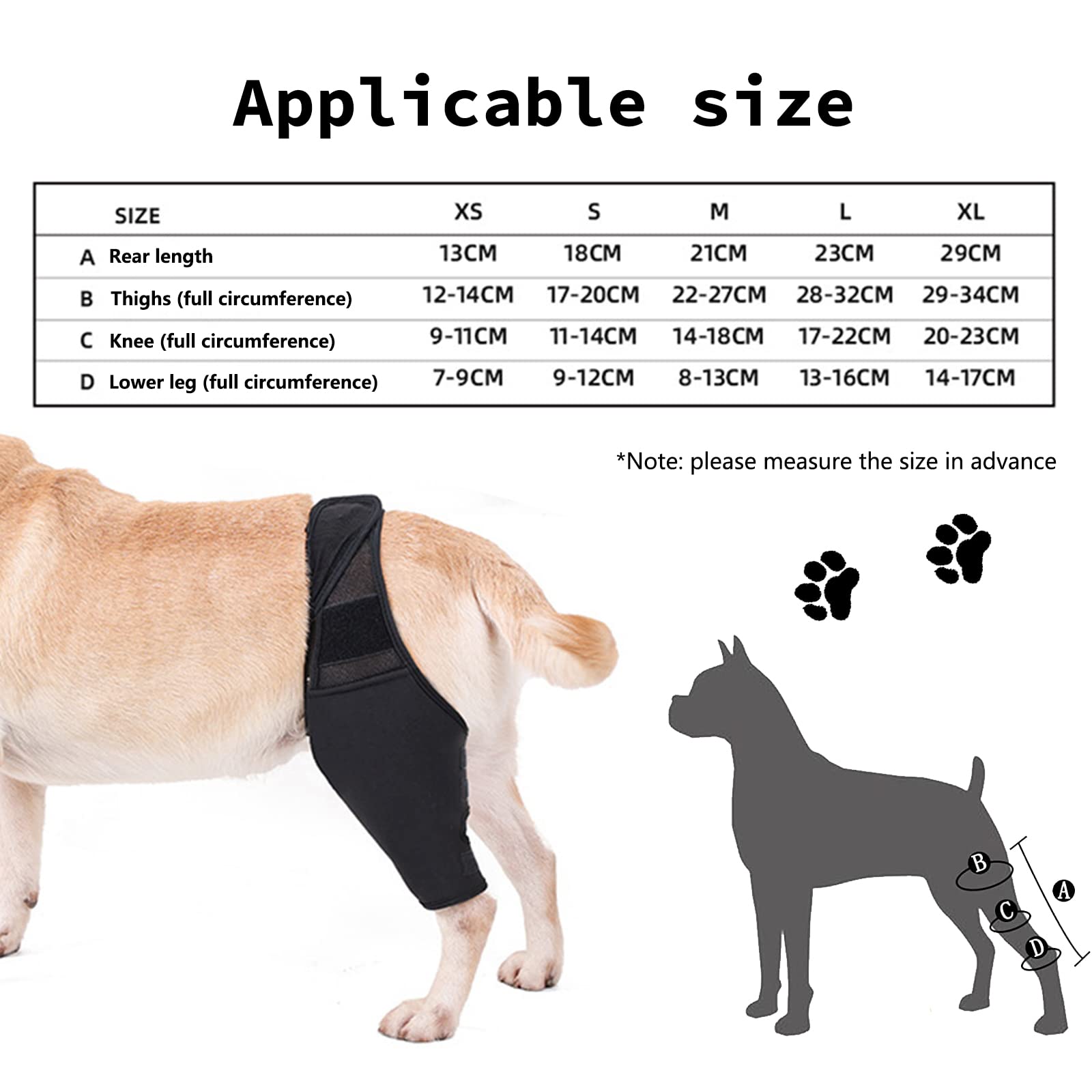 LKJYBG Pet Dog Knee Brace Adjustable Multifunctional Protective Gear with Magic Stickers for Wounds Heals Black M