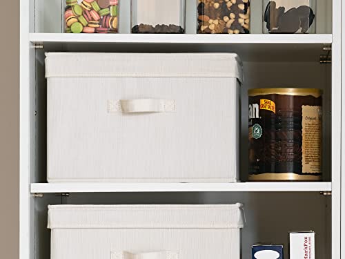 StorageWorks Decorative Storage Boxes, Storage Basket with Lid and Handles, Mixing of Beige, White & Ivory, Large, 2-Pack