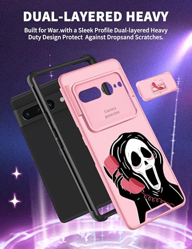 Goocrux for Google Pixel 7 Pro Case Skeleton for Women Girls Cute Skull Phone Cover Gothic Design Aesthetic with Slide Camera Cover Funny Goth Cool Cases for Pixel 7 Pro 5G 6.7 inch