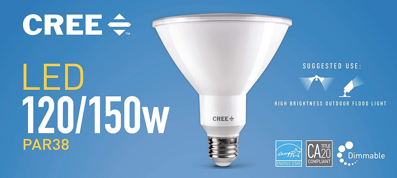 Cree Lighting Exceptional Series PAR38 Bulb, 3000K Dimmable LED Bulb, 150W + 1500 Lumens, Bright White, 1 Pack