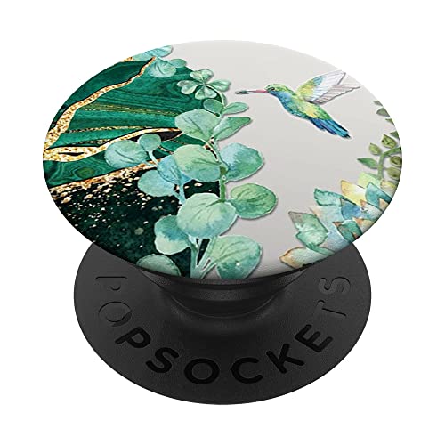 Green Hummingbird Pattern Phone Popper PopSockets Swappable PopGrip