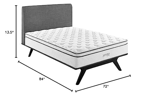 Modway Jenna 14” Innerspring and Memory Foam California King Mattress With Individually Encased Coils, White
