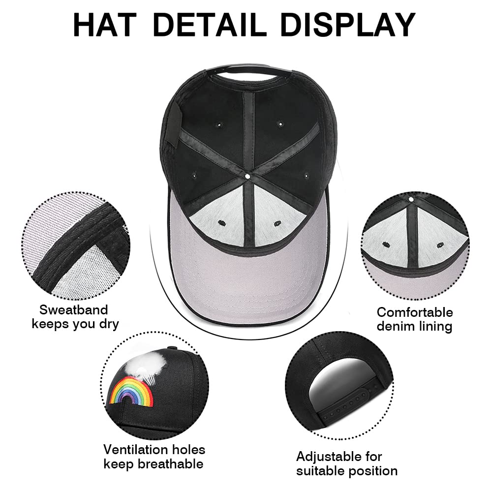 Dantacy Pride Rainbow Embroidered Hat for Men Women,Pride Lesbian Gay Bisexual Transgender LGBT Black Baseball Cap One Size