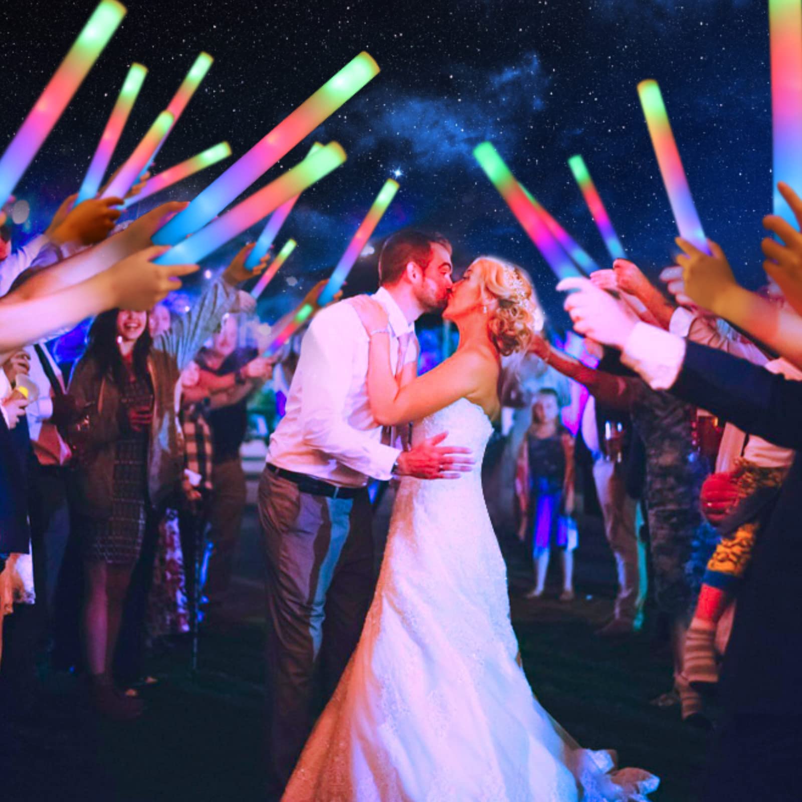 HONLYNE46 PCS Foam Glow Sticks with 3 Modes Colorful Flashing, Foam Light Up Sticks, LED Light Sticks, Glow Sticks Party Pack for New Year, Wedding, Raves, Concert, Christmas