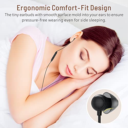 Hearprotek Sleep Earbuds, 2 Pairs Soft Comfortable in-Ear Earphones with mic-Low Profile Noise Reduction Headphones for Sleeping on Side, snoring, Yoga, Travel, Mediation & Relaxation