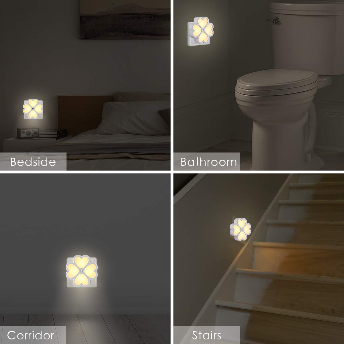 Drimran Plug-in Night Light, Auto Dusk-to-Dawn Sensor Warm White LED Night Lights for Kids Bedroom Bathrooms Nursing Moms Kitchen Hallway Stairs Toilet Garage Entryway, Energy Efficient