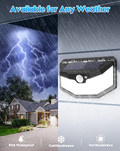 Osisete Solar Outdoor Lights [6Pack/3Modes], 5-Sided Lighting Motion Sensor Outdoor Lights, Solar Lights Outdoor Waterproof for Patio Backyard Garden Fence Driveway (115LED)