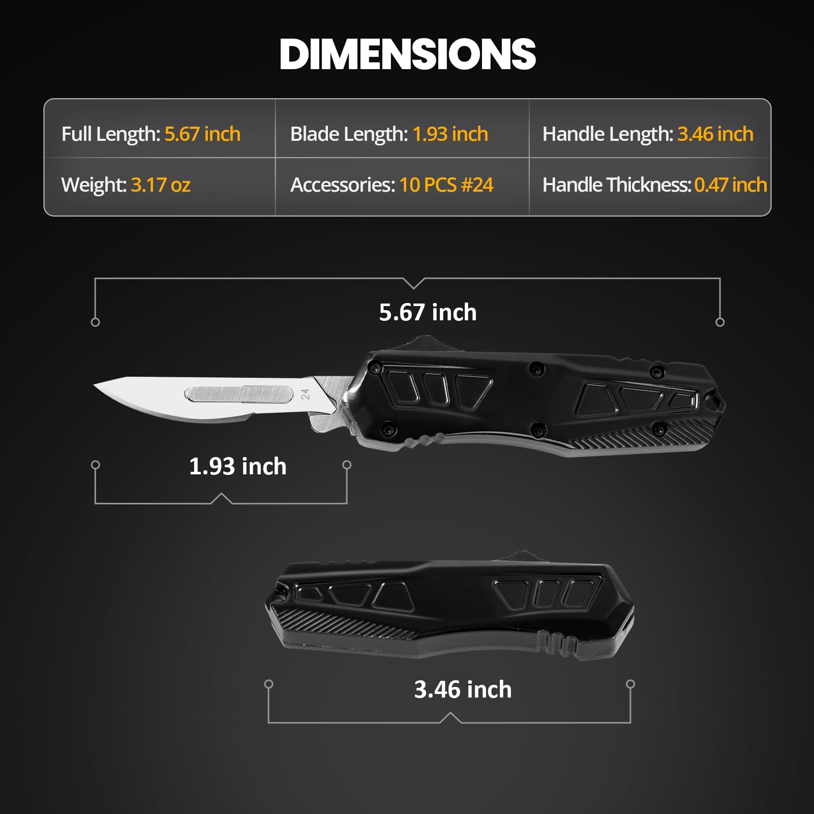 LYPOBALA Utility Knife, Retractable Box Cutter, Aluminum Alloy Shell Pocket knives, Small Scalpel Knife, EDC Knife, 10 Extra Carbon Steel Replacement Blades #24, Great Gift for Men Women