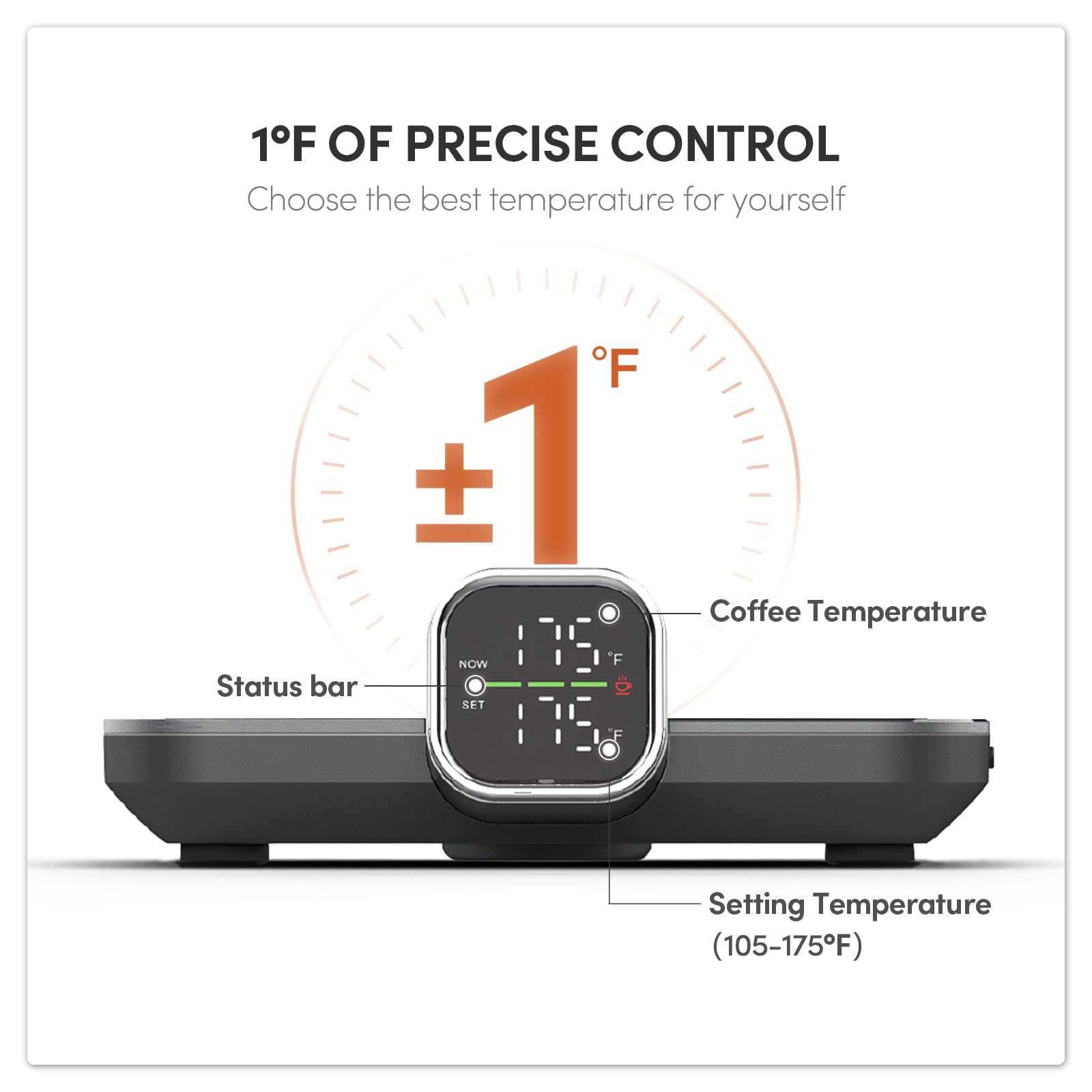 ikago Smart Mug Warmer Plate No Sound - Accurate 1β Temperature Control with Cup Sensing, Digital Display, Auto Shut-Off, Perfect for Desk & Cool Birthday Gifts for Women and Men