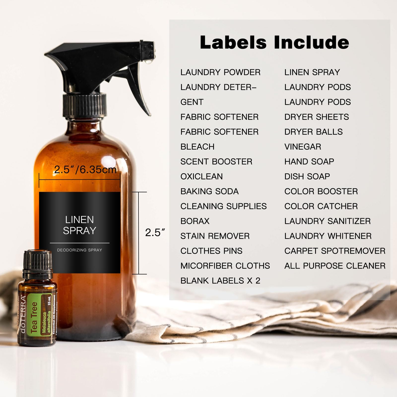 HVSWLY Minimalist Laundry Room Labels,30 Matte Waterproof Labels for Jars Spray Bottles and Detergent Dispensers, Preprinted Laundry Room Organization Labels Set(Black)