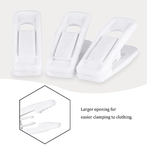 Tinfol White Velvet Hanger Clips, 24Pcs Pants Hangers Clips, Non-Slip Flocked Finger Clothes Clips Perfect for Thin Velvet Hangers