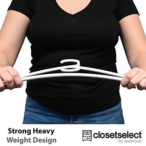Heavy Duty Plastic Hangers, Made in USA, White Heavy Weight Hanger, 28 Pack