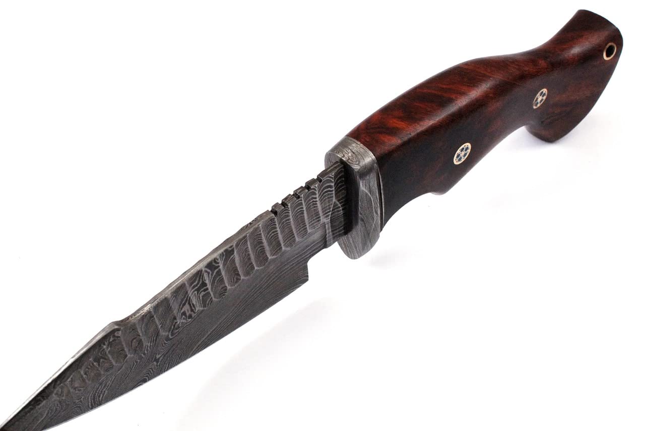 Damascus knife Handmade 10 INCH Hunting knife with Sheath Fixed blade Damascus Steel knife for men Non-Slip Walnut wood Handle (10702)
