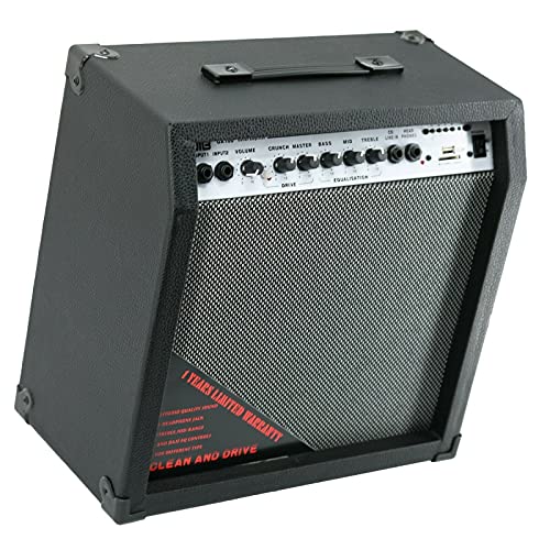 EMB GA100 500W 10" Electric Guitar Amplifier Speaker Portable Powerful Studio and Stage Cabinet PreAMP β with Built in Headphone Jack and 2 Inputs and SD USB AUX Bluetooth (Black)