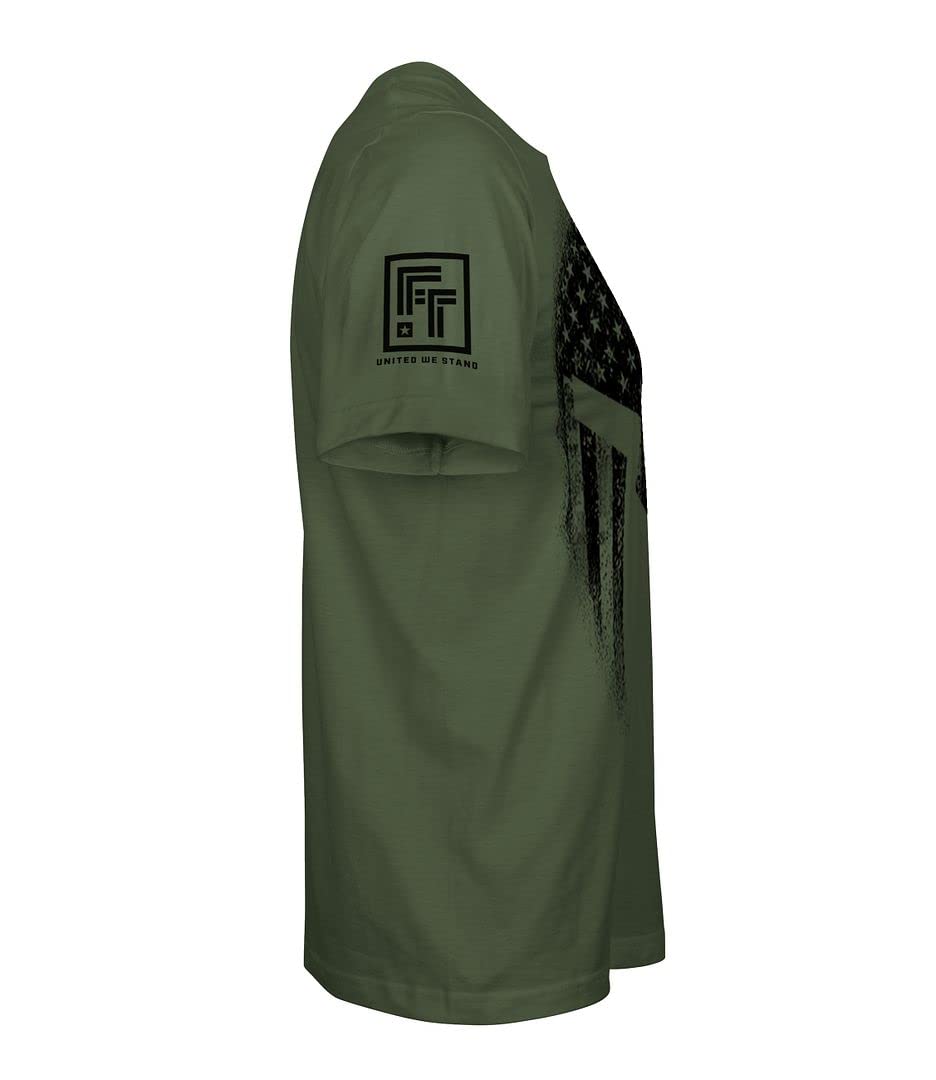 USA American Spartan Patriotic Shirts for Men T-Shirt (Military Green, XL)