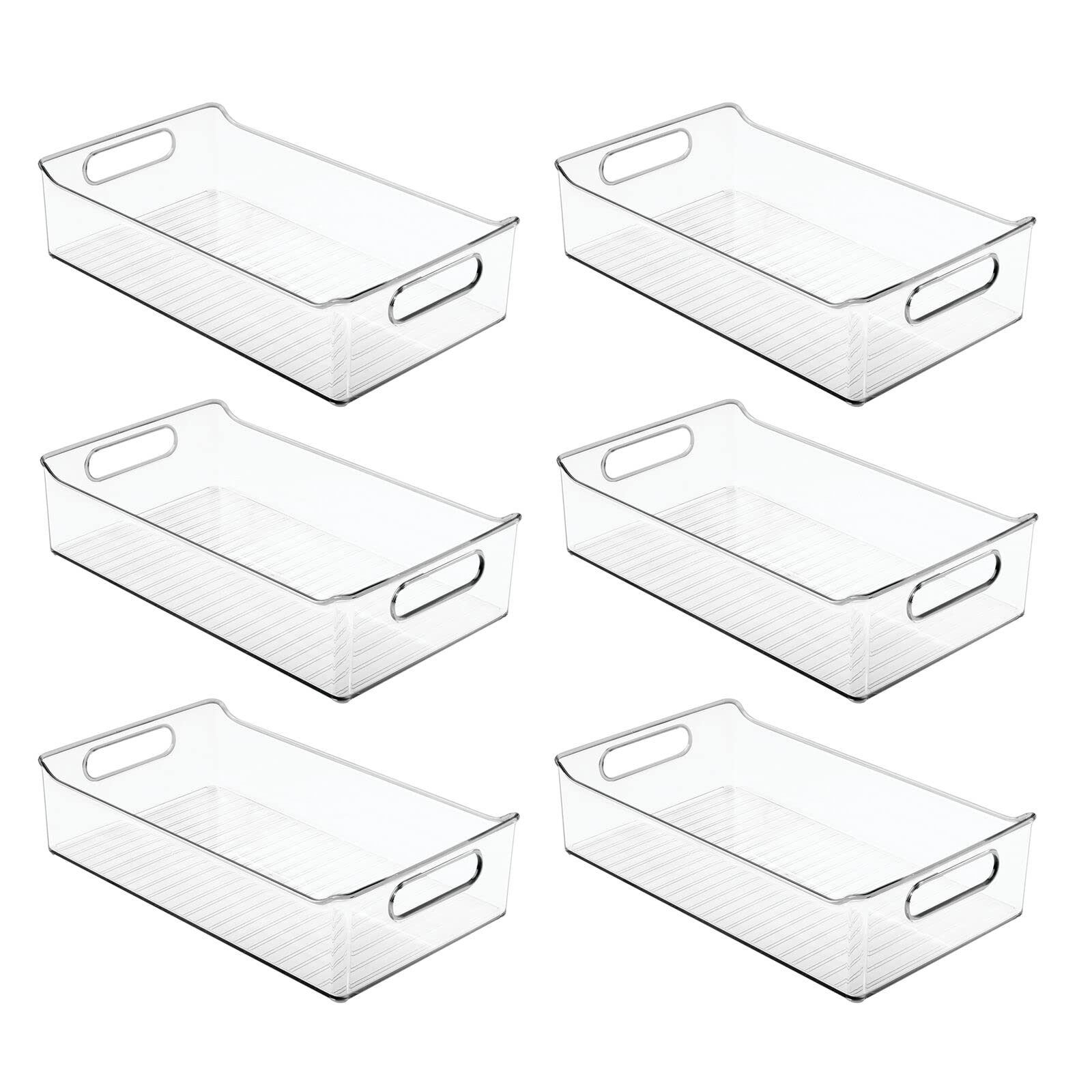 mDesign Small Plastic Nursery Storage Container Bins with Handles for Organization in Pantry, Cabinet, Closet or Cubby Shelves - Organizer for Baby Food, Bibs, Formula, and Burp Cloths - 6 Pack, Clear