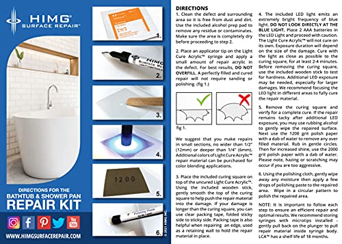 HIMG Bathtub & Shower Pan Repair Kit, Compatible with Kohler White
