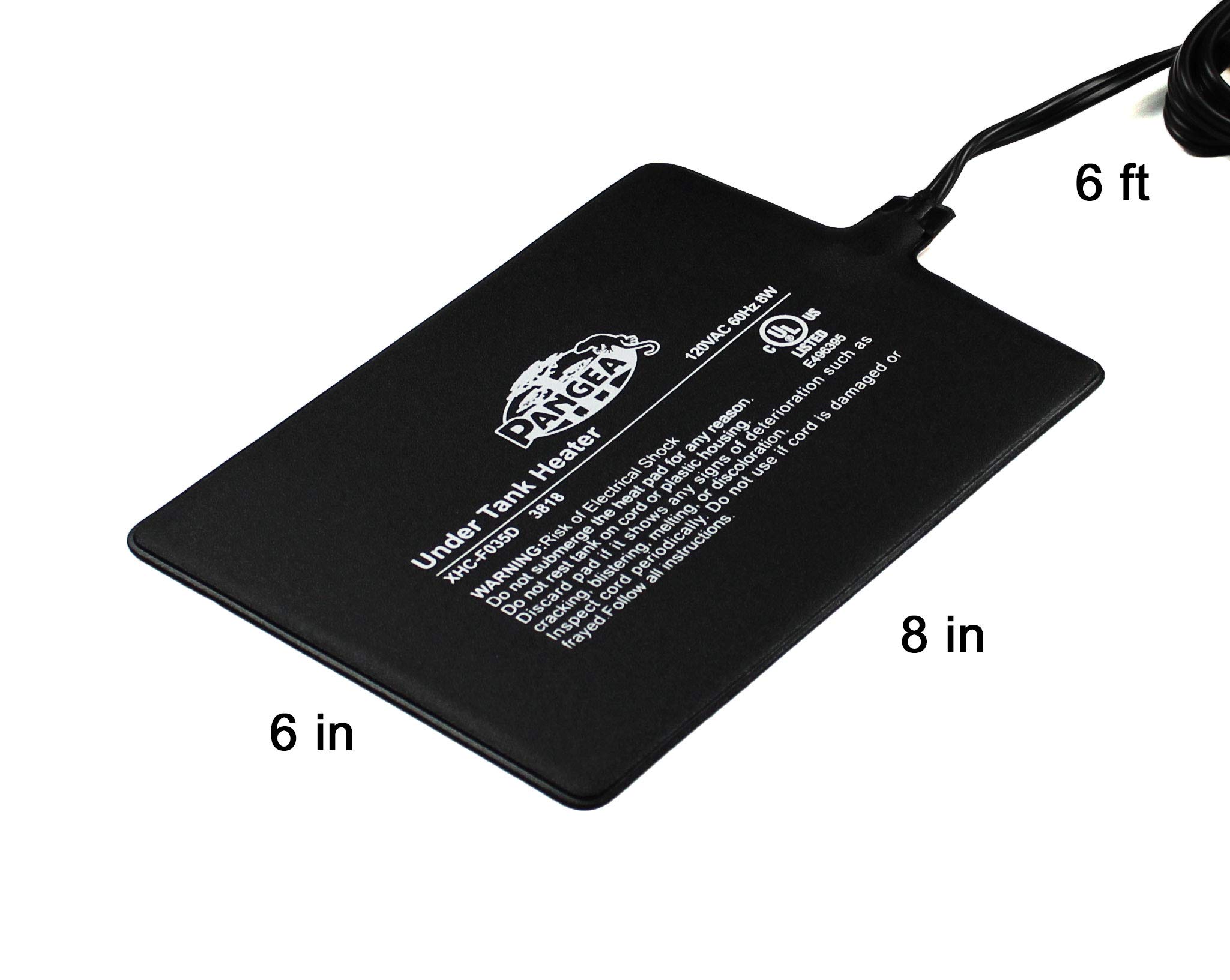 Pangea Reptile Heat Mat (Medium, 6x8, 10-20 gal), Black (UTH6x8)