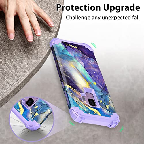 Rancase for Galaxy S9 Case,Three Layer Heavy Duty Shockproof Protection Hard Plastic Bumper +Soft Silicone Rubber Protective Case for Samsung Galaxy S9,Purple