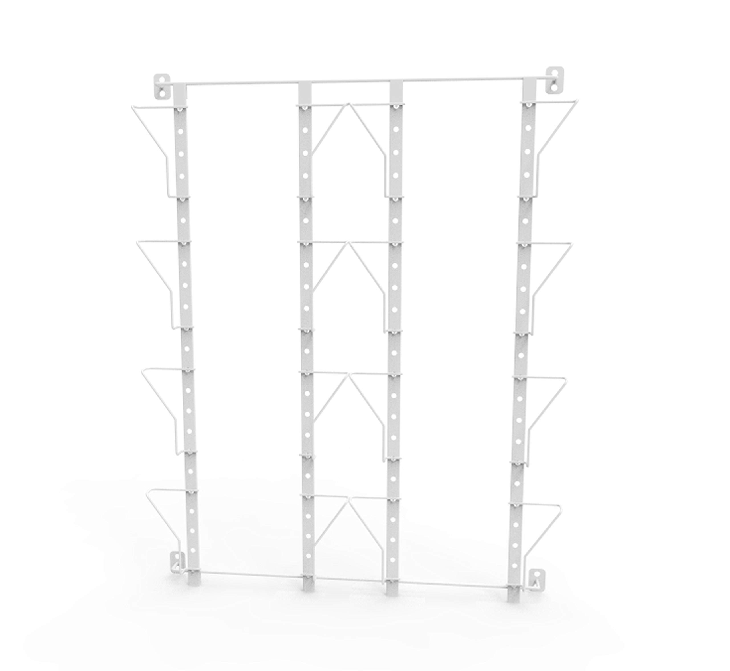 FixtureDisplays® Up to 9.5" Wide 8-Pocket Adjustable Display Rack, Wall Mounted Greeting Post Card Christmas Holiday Card Holders White Bars Silver Pockets 11608-WHITE-DOUBLE-NF