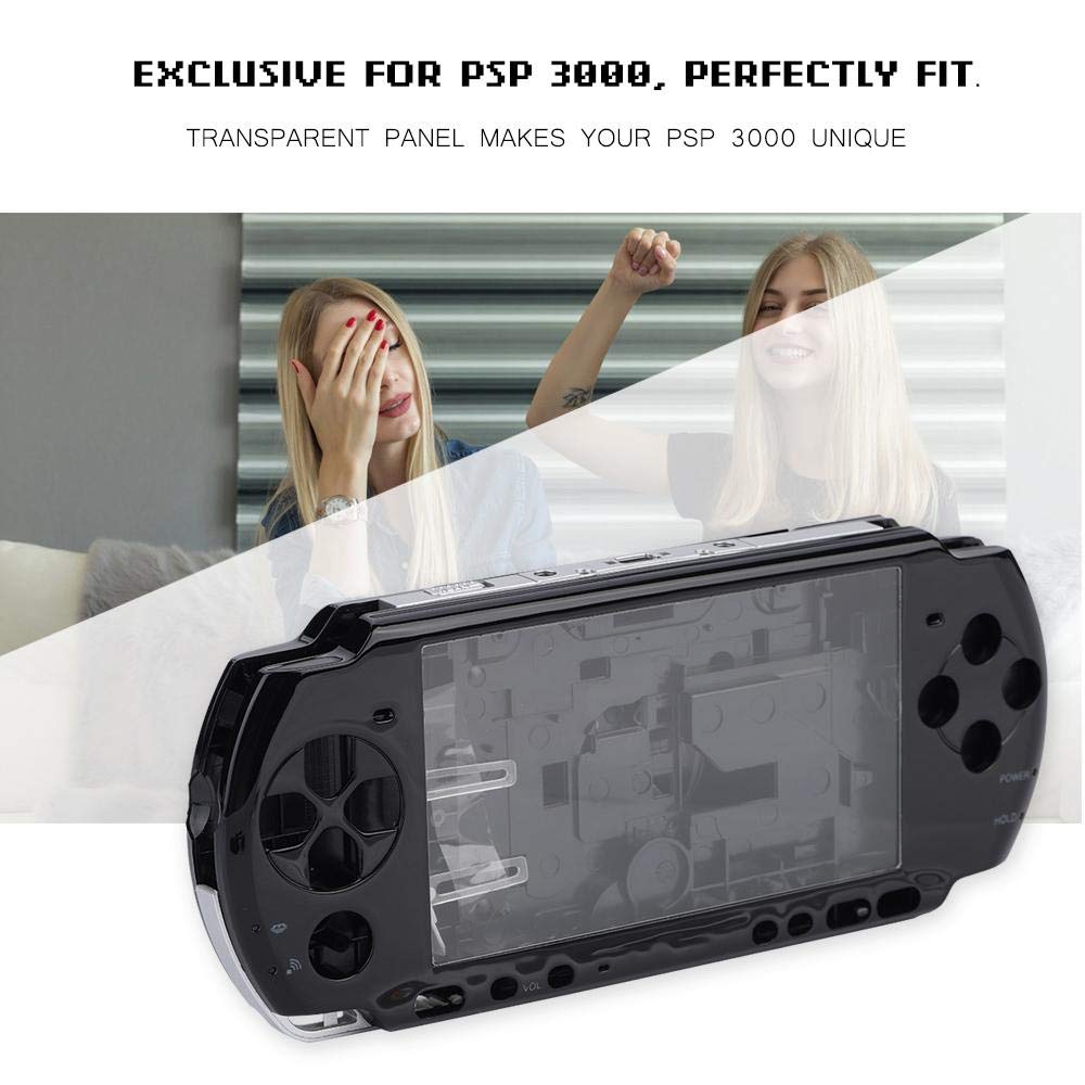 Replacement Full Housing Console Game Shell Case Cover Back Repair Parts for PSP 3000,PSP 3000 System, Shock Absorption and Anti Scratch Design Transparent