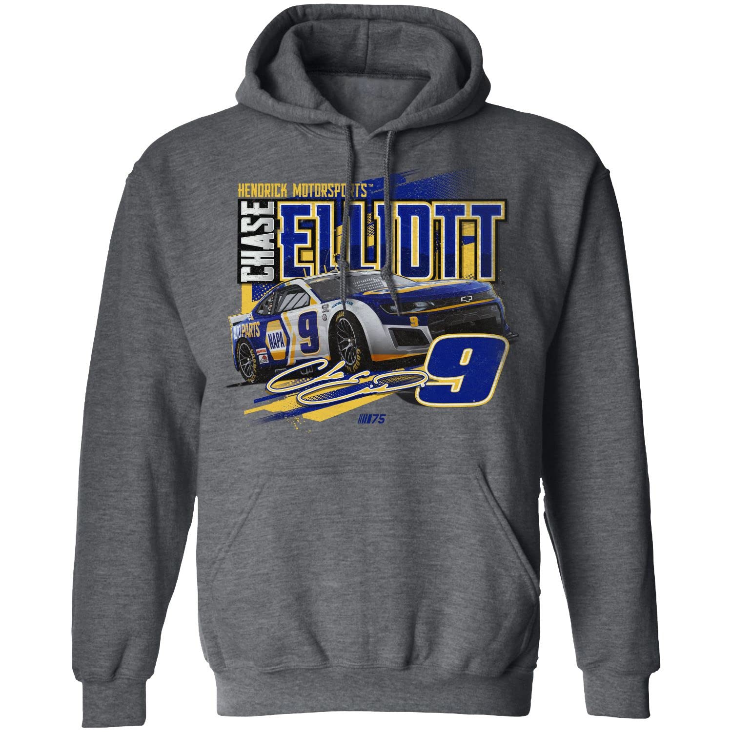 Checkered Flag Sports Chase Elliott 2023 NAPA Pit Road Hoodie Gray (as1, alpha, l, regular, regular)