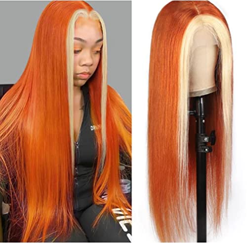 European Human Hair Straight Ginger Color Blonde Wigs Style#2 24 Inches