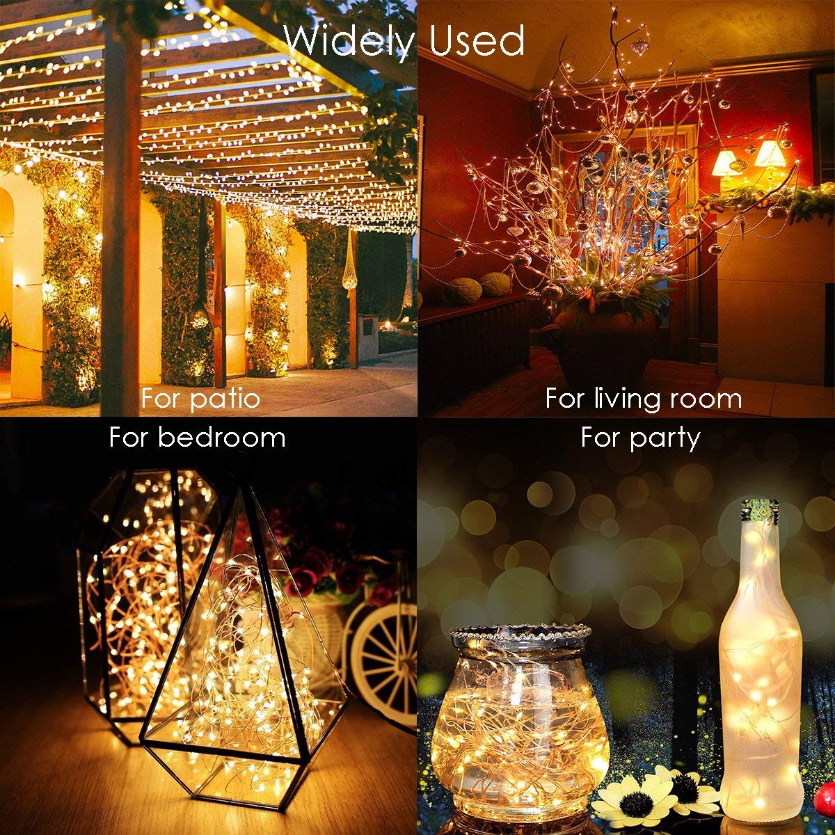 Solar String Lights, Ankway 200 LED Fairy Lights 8 Modes 3-Strands Copper Wire 72 ft Waterproof IP65 Solar String Lights Outdoor Indoor Patio Garden Christmas Decorative (Warm White)