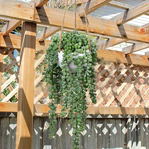 plants Artificial Succulents Hanging Fake String of Pearls Greenery with Planter for Home Wall Garden Indoor Outdoor Decor