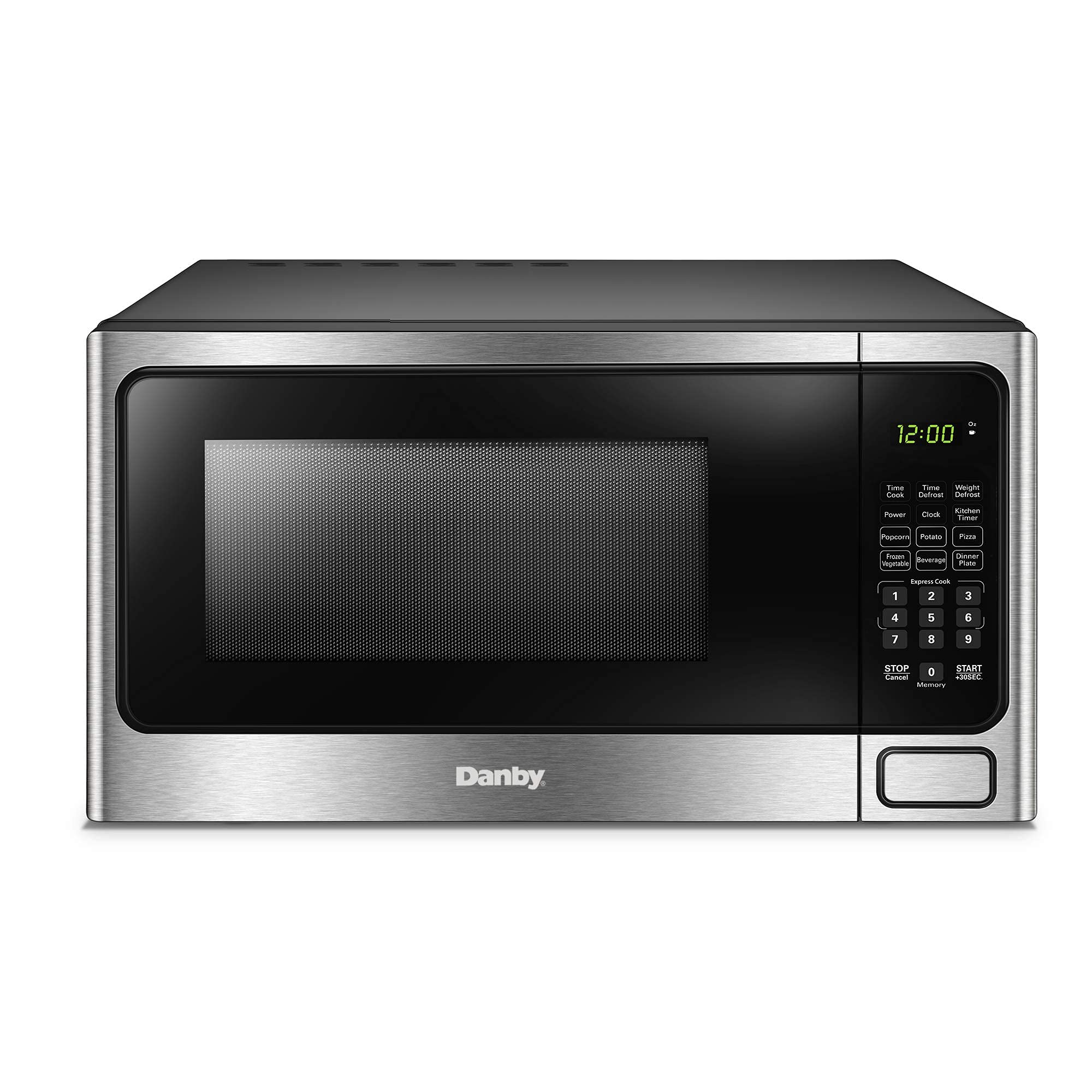 Danby DDMW1125BBS 1,000 Watts 1.1 Cu.Ft. Countertop Microwave with Push-Button Door|10 Power Levels, 6 Cooking Programs|Auto Defrost and Child Lock in Stainless Finish (Renewed)