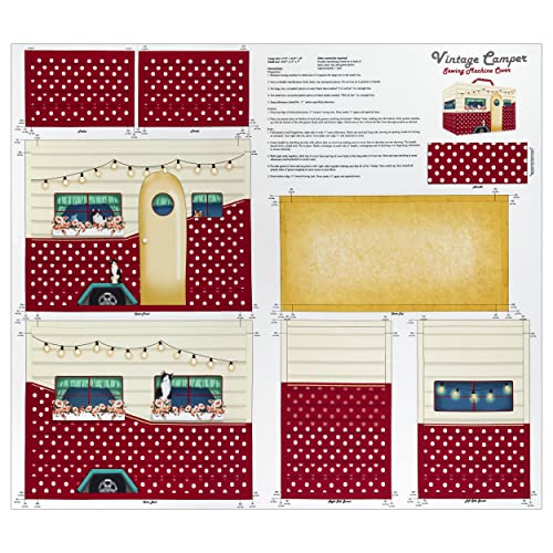 QT Fabrics Sew & Go XVI Sewing Machine Cover 36" Panel Red, Fabric by The Yard