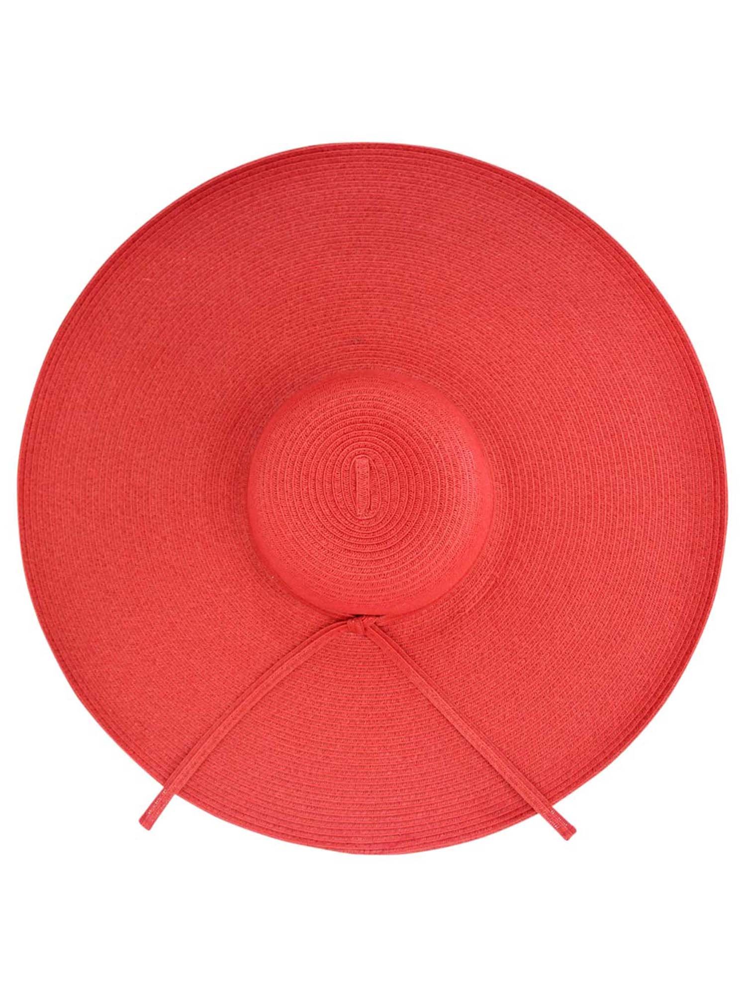 Solid Red Dramatic Floppy Hat with Oversized Brim