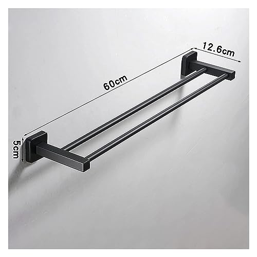 Towel BAR Rack Towel Rack Wall Mounted Towel Rails,Bath Double Towel Storage Rack Towel Bar Space Aluminum Towel Rod for Bathroom or Kitchen, Bathroom Hardware/50Cm (Size : 60Cm)
