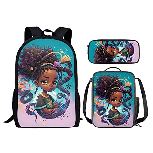 HELLHERO African Girls Bookbag Afro Kids Backpacks for Girls Bookbags Kindergarten Children's School Bag Elementary Kindergarten Preschool Schoolbag Hiking Cycling Dance Bagpack