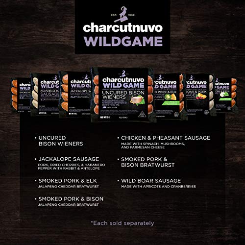 CharcutNuvo: Wild Game Bison Wieners - 10oz, 5 Pack - Fully Cooked and Smoked, Uncured Sausage Links - Paleo and Grass-Fed - No Antibiotics, Hormones, Gluten, Dairy or Sugar - No Nitrites or Nitrates