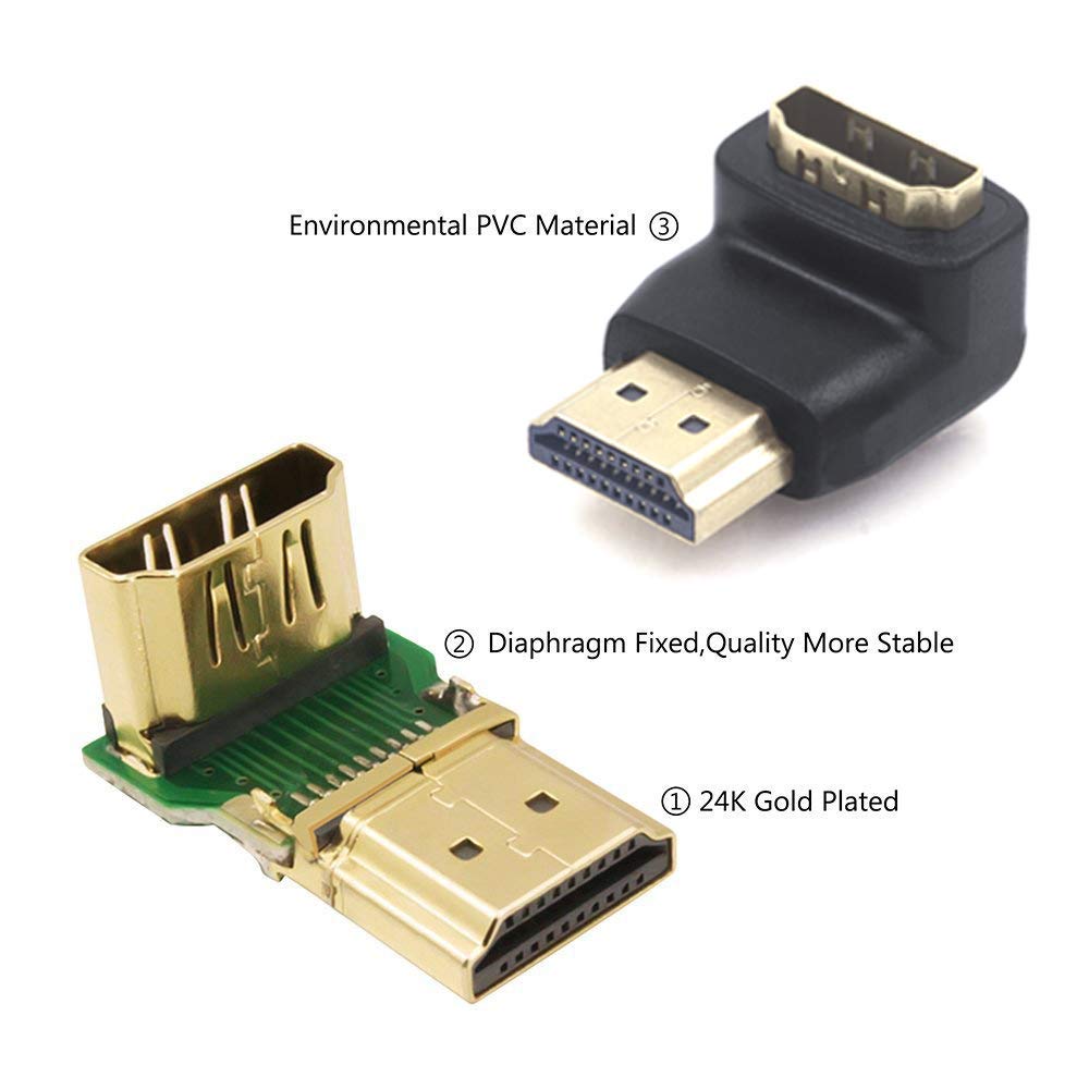 VCE HDMI 90 and 270 Degree Adapter 6-Pack, Right Angle HDMI Adapter Male to Female L-Shape Connector with 4K@60Hz, 3D for TV Stick, HDTV, PC