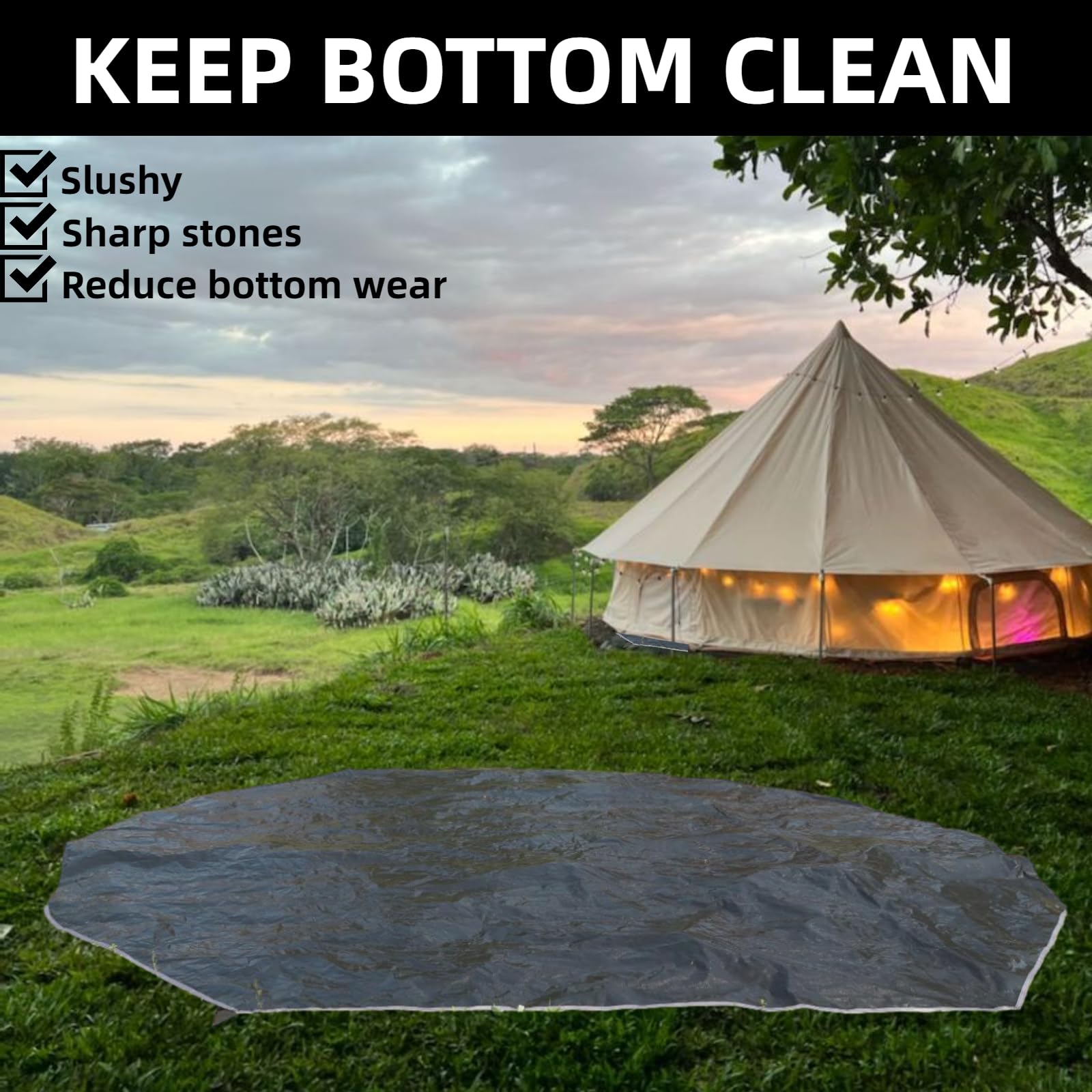 DANCHEL OUTDOOR Waterproof Yurt Tent with Stove Jack for 6 Person Camping, Glamping Canvas Tent with Footprint Accessories