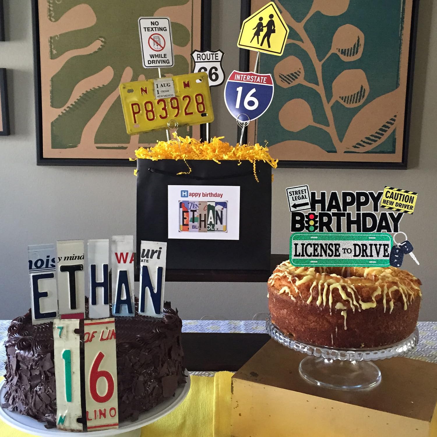 Driver License Birthday Cake Topper, New Driver Birthday Cake Decor, Car Road Signs Theme Party Supplies, 16th 17th Learner Driver Birthday Cake Topper