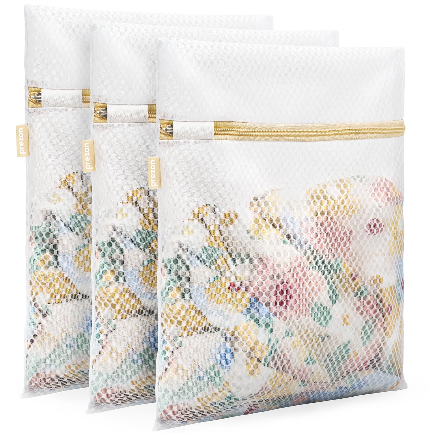 Prezon Mesh Laundry Bags, Washing Machine Wash Bags, Reusable and Durable Mesh Wash Bags for Delicates Blouse, Hosiery, Underwear, Bra, Lingerie Baby Clothes - 3M(12 x 16 Inches)
