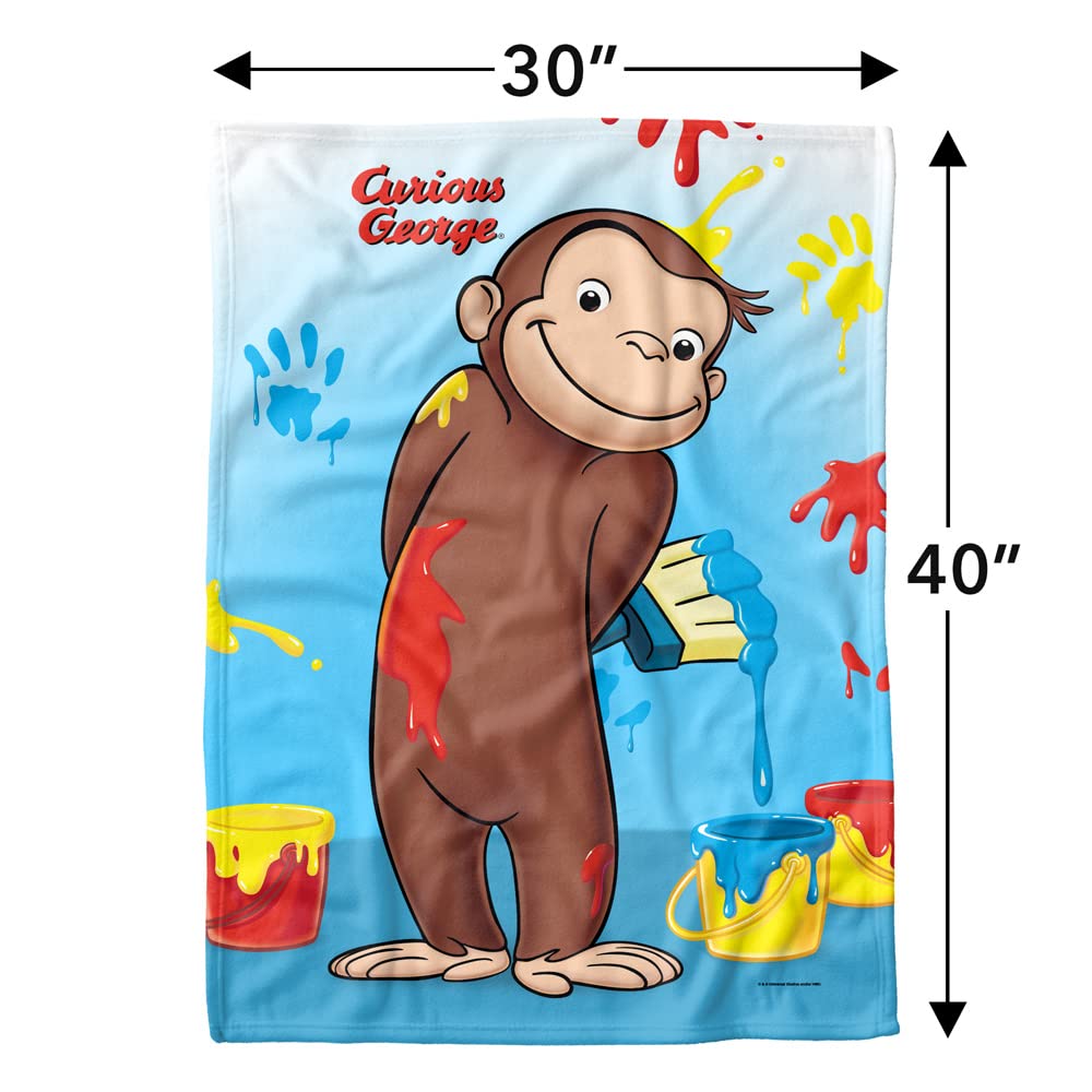 LOGOVISION Curious George Lightweight Baby Blanket, 30"X40", Paint Unisex for Infants Girls & Boys
