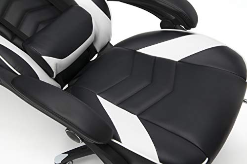 RESPAWN 110 Ergonomic Gaming Chair with Footrest Recliner - Racing Style High Back PC Computer Desk Office Chair - 360 Swivel, Adjustable Lumbar Support, Headrest Pillow, Padded Armrests - 2019 White