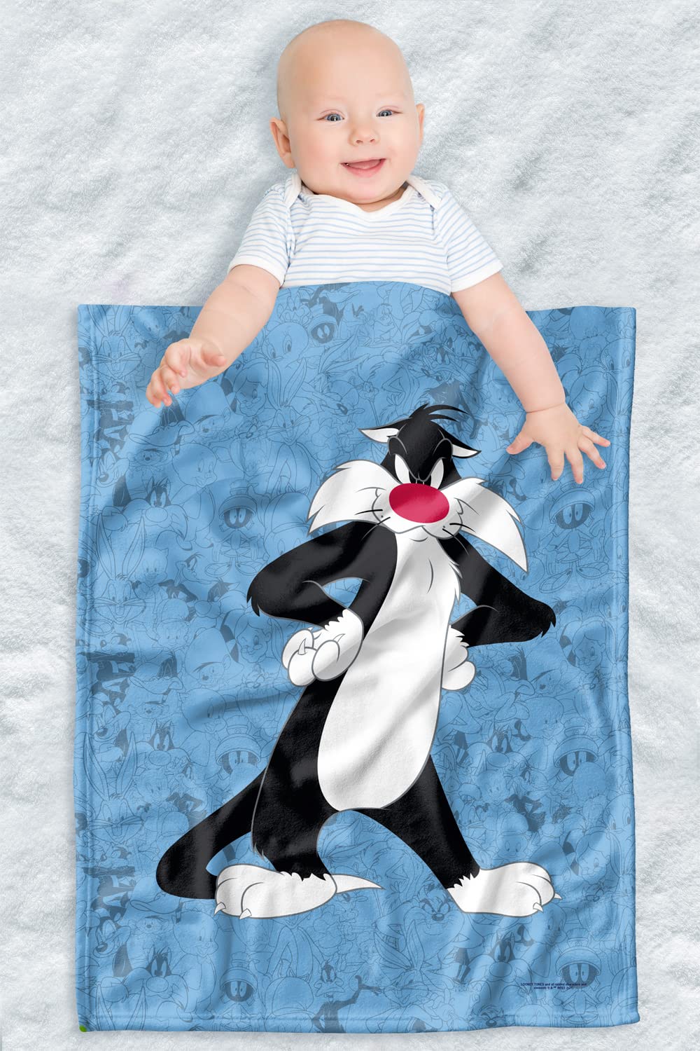 LOGOVISION Looney Tunes Lightweight Baby Blanket, 30"X40", Sylvester Character Unisex for Infants Girls & Boys