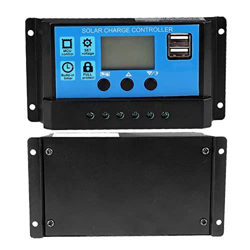Hlyjoon Car 60A/50A/40A/30A/20A/10A 12V 24V Auto Solar Charge Controller PWM Controller Fits for Auto (60A)