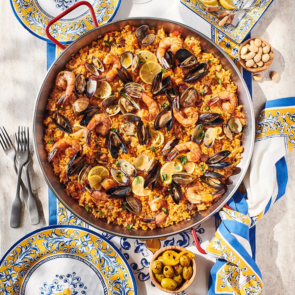 Spanish Paella Pan, 15", Serves 8, Silver