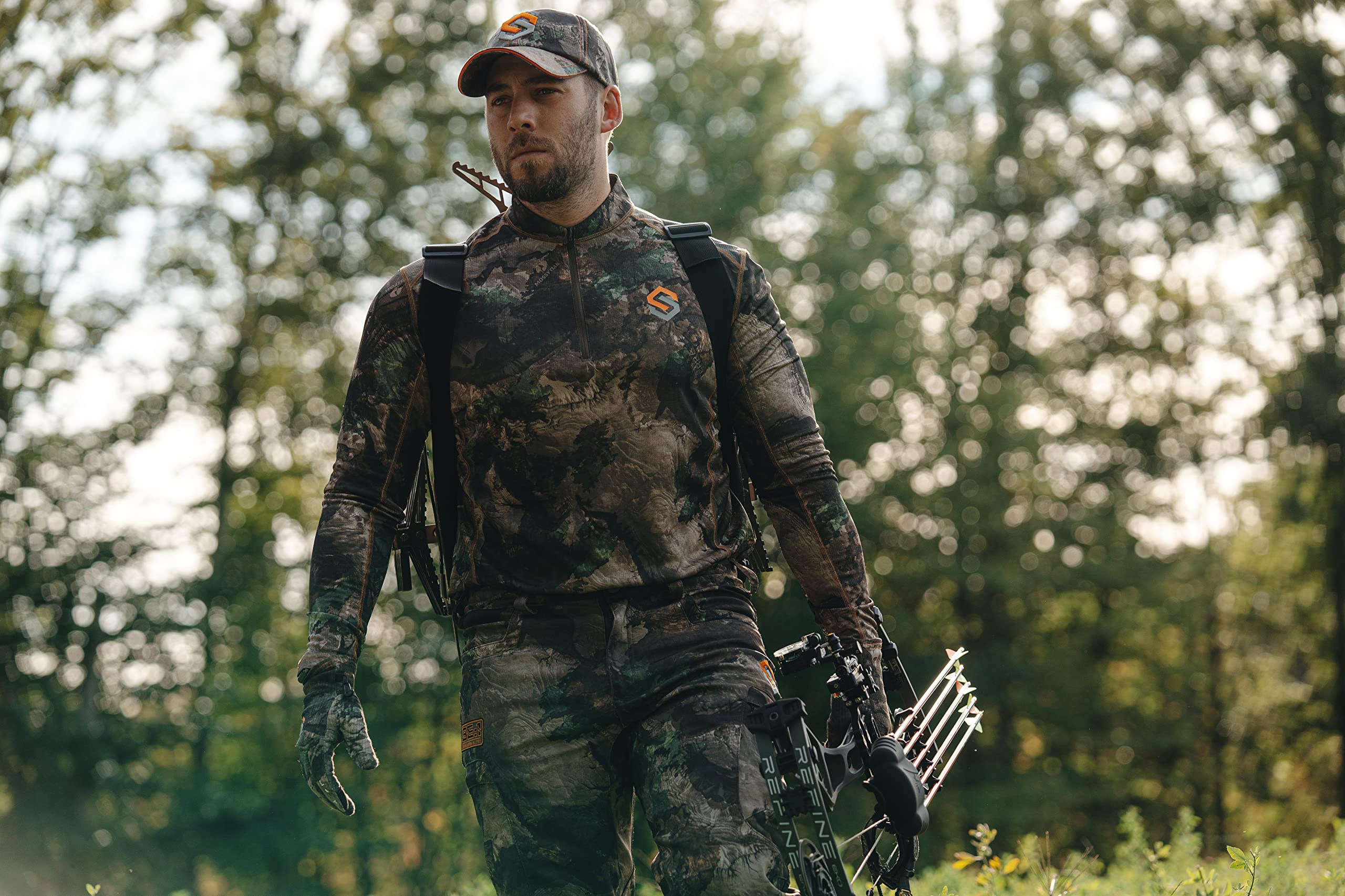 Featherweight Long Sleeve Lightweight Camo Hunting 1/4 Zip Shirt for Men (Mossy Oak Country DNA, X-Large)