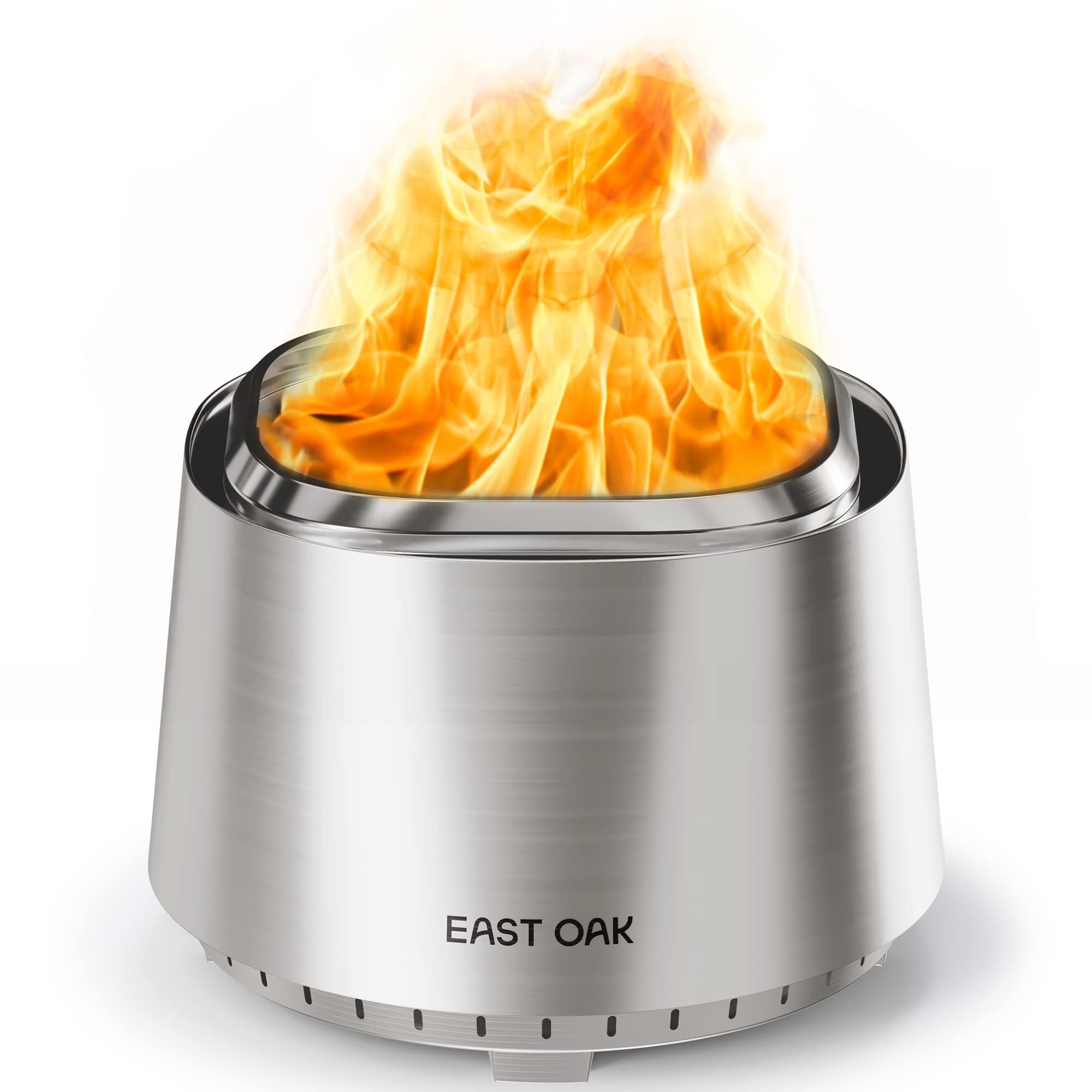 EAST OAK Pan Stove 21 Inch Fire Pit, Chisel Steel & 21 Inch Pan Stove Fire Pit Cover, 21.26" Dia X 13.97" H, Black