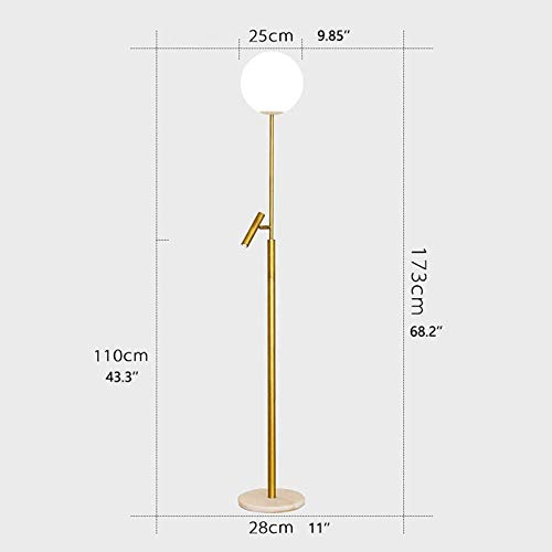 GRFIT Floor Lamp Standing Lamp Spherical Stick Floor Lamp Ontemporary LED Standing Light for Bedrooms Offices Antique Brass Indoor Pole Light ,H 68.2", Gold Modern Standing Lamp Retro Floor lamp