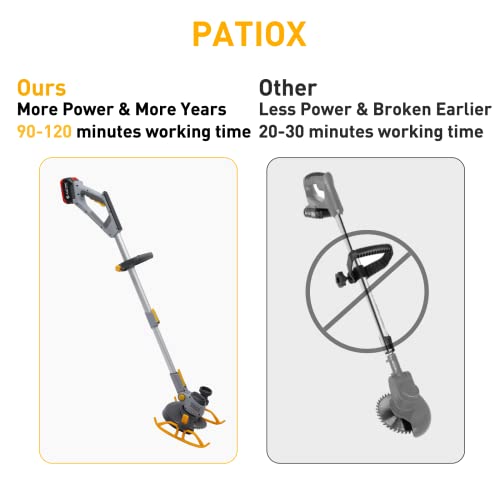 PATIOX Weed Wacker Cordless - Electric Weed Trimmer Rechargeable 3 in 1 - Two 4.0 Ah Battery Powered Weed Whacker Cordless 20V Grass Trimmer with Blade and Charger (A-Classic-1)