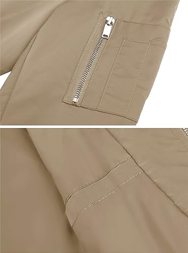 MAGCOMSEN Casual Jackets for Men Bomber Jacket Light Jackets for Men Spring Fall Jackets Pilot Jackets Khaki,XL