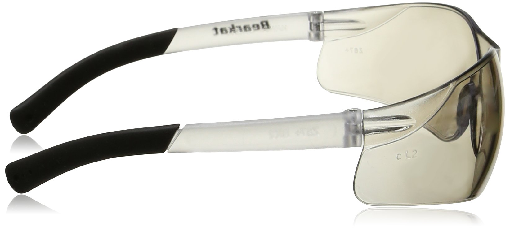 Crews BK219 BearKat Polycarbonate Indoor/Outdoor Clear Mirror Lens Safety Glasses with Non-Slip Hybrid Black Temple Sleeve, Small, 1 Pair